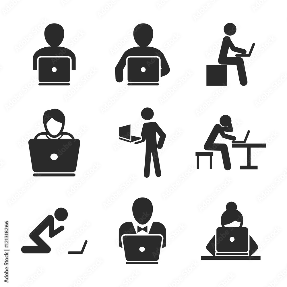 Man with laptop vector icons. Stock Vector | Adobe Stock