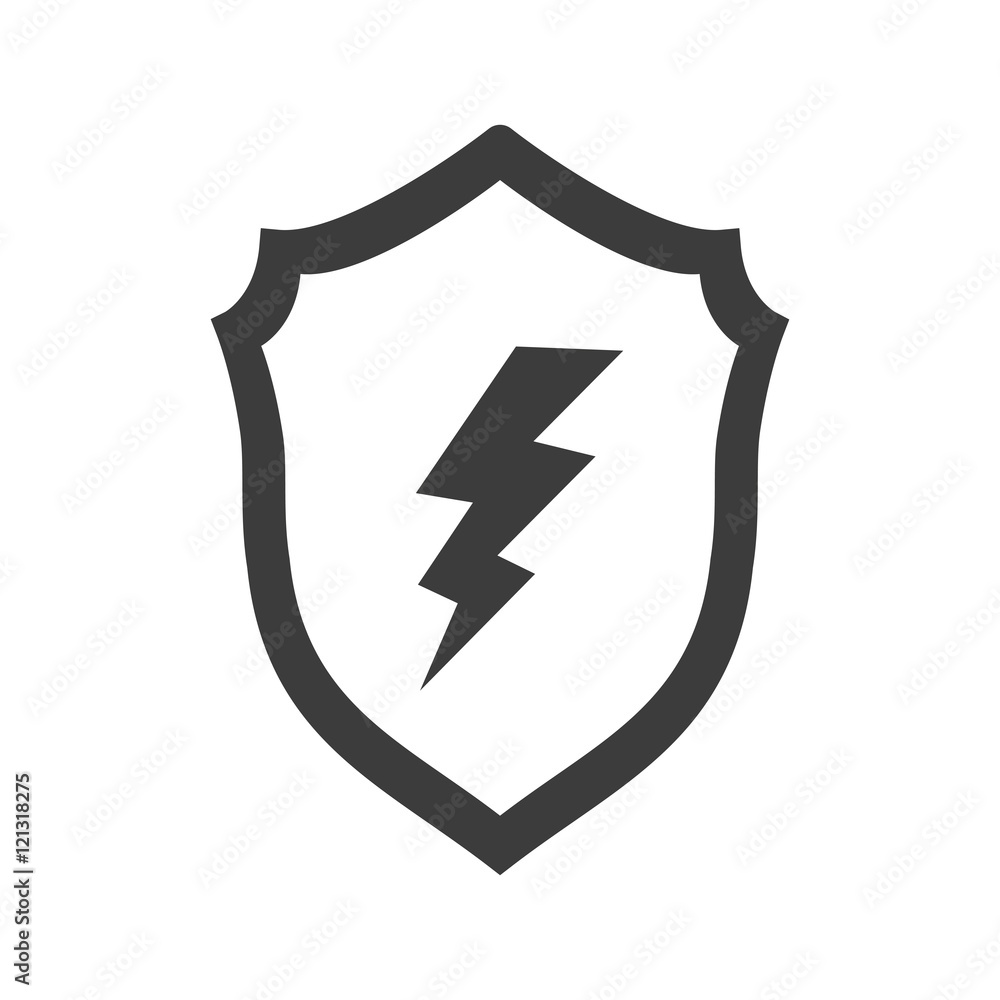 Lightning on the shield icon. Lightning on the shield Vector isolated ...