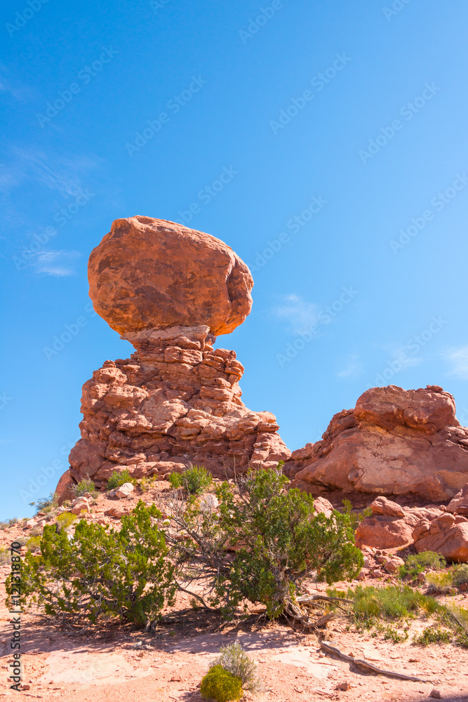 Balanced Rock Formation Arches National Park. Vertical. Copy Space ...
