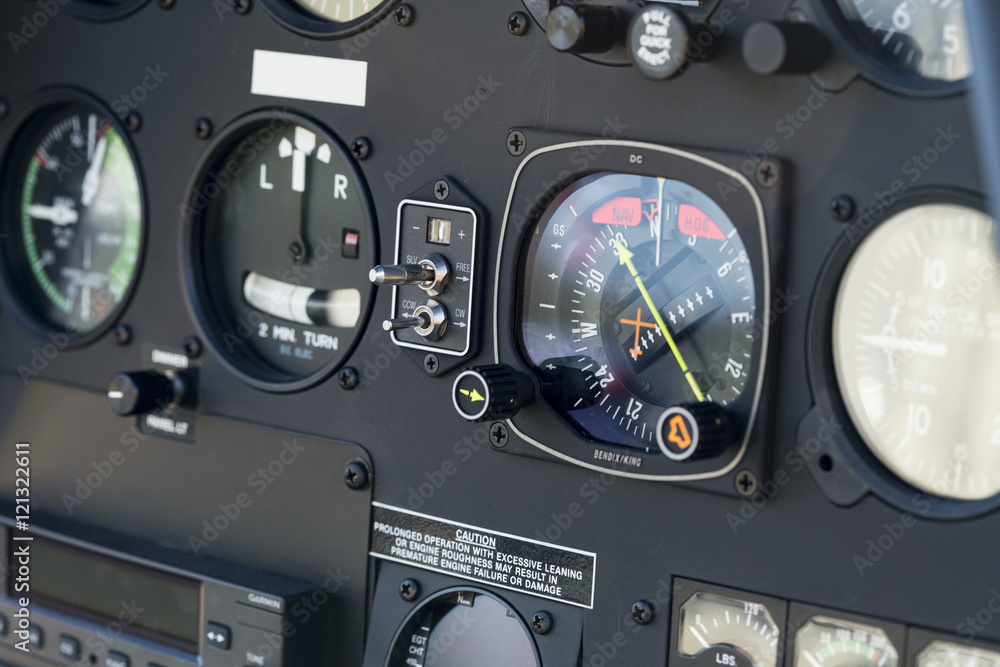The dashboard panel in a helicopter cockpit, the view of the aircraft ...