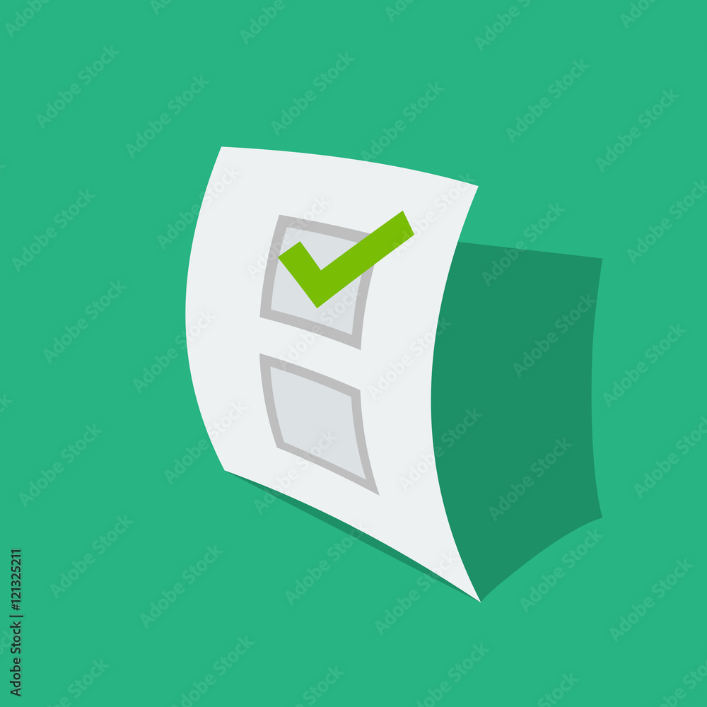 Vetor do Stock: Paper sheet with poll result check mark vector ...