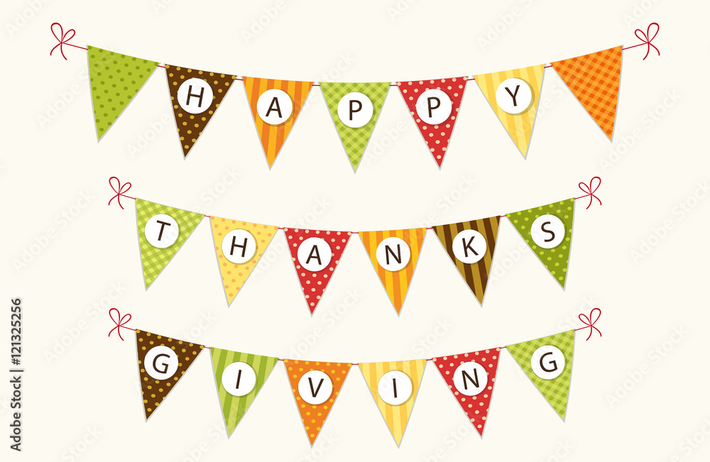 Cute Thanksgiving bunting flags with letters in traditional colors for ...