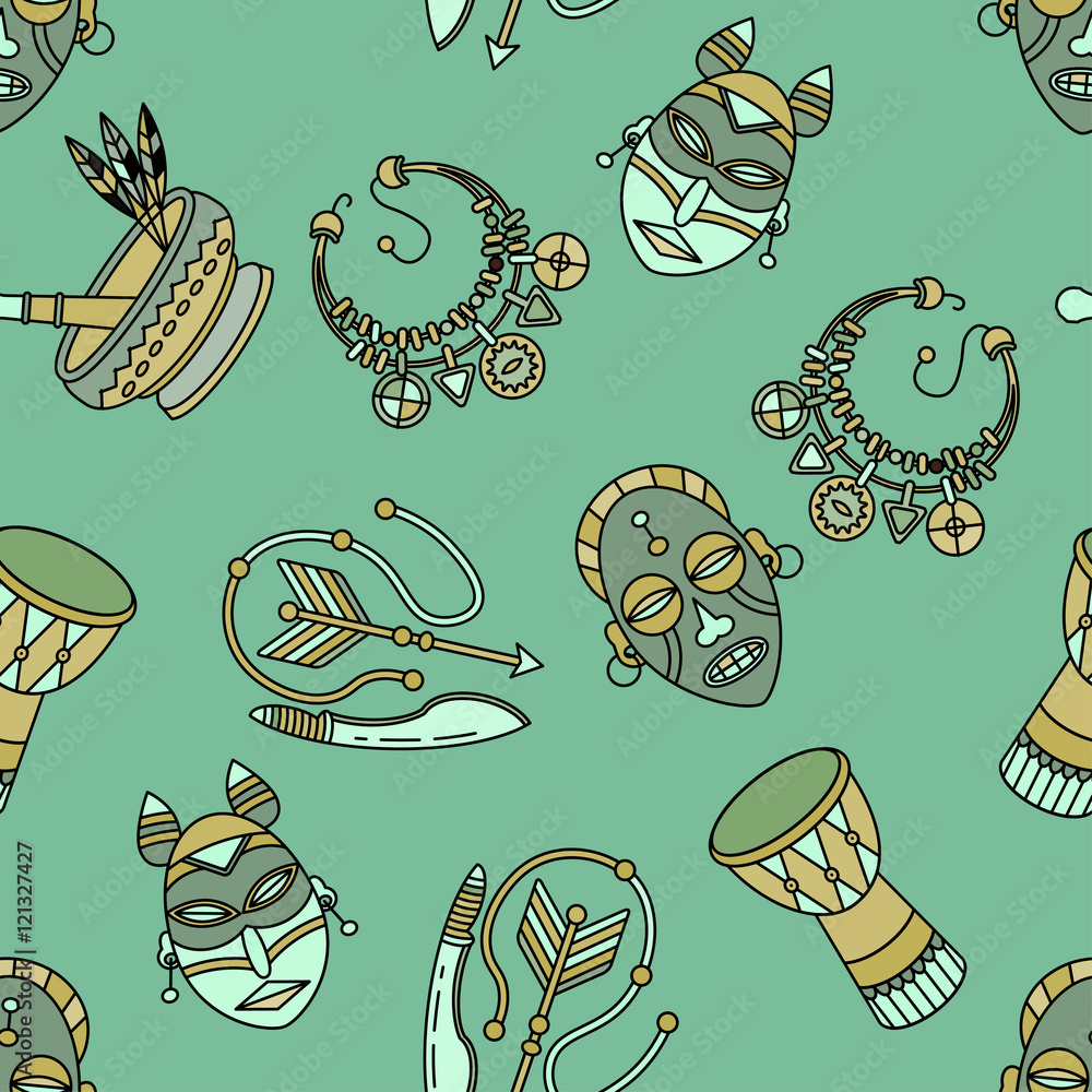 Seamless pattern with voodoo symbols. Stock Vector | Adobe Stock