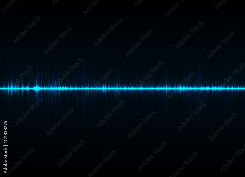 Sound waves oscillating glow light, Abstract technology background ...