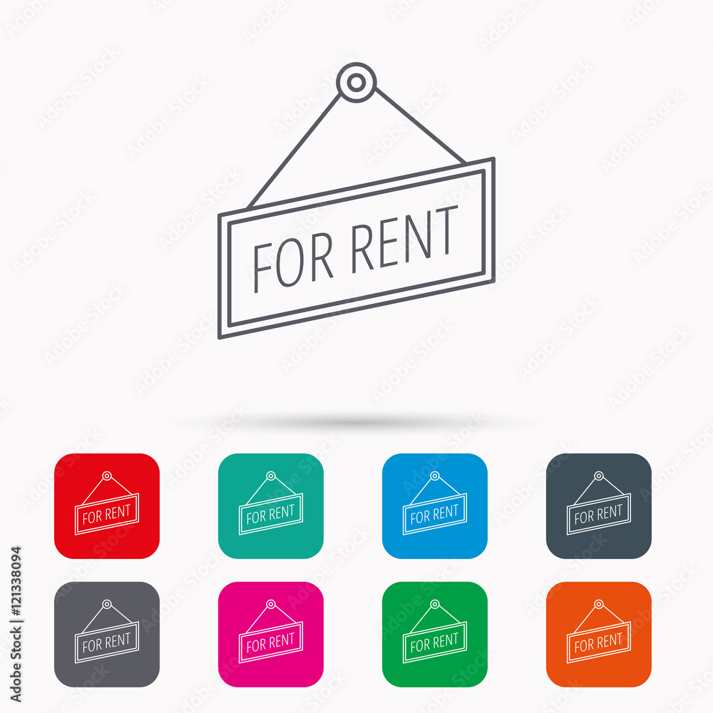 For rent icon. Advertising banner tag sign. Stock Vector | Adobe Stock