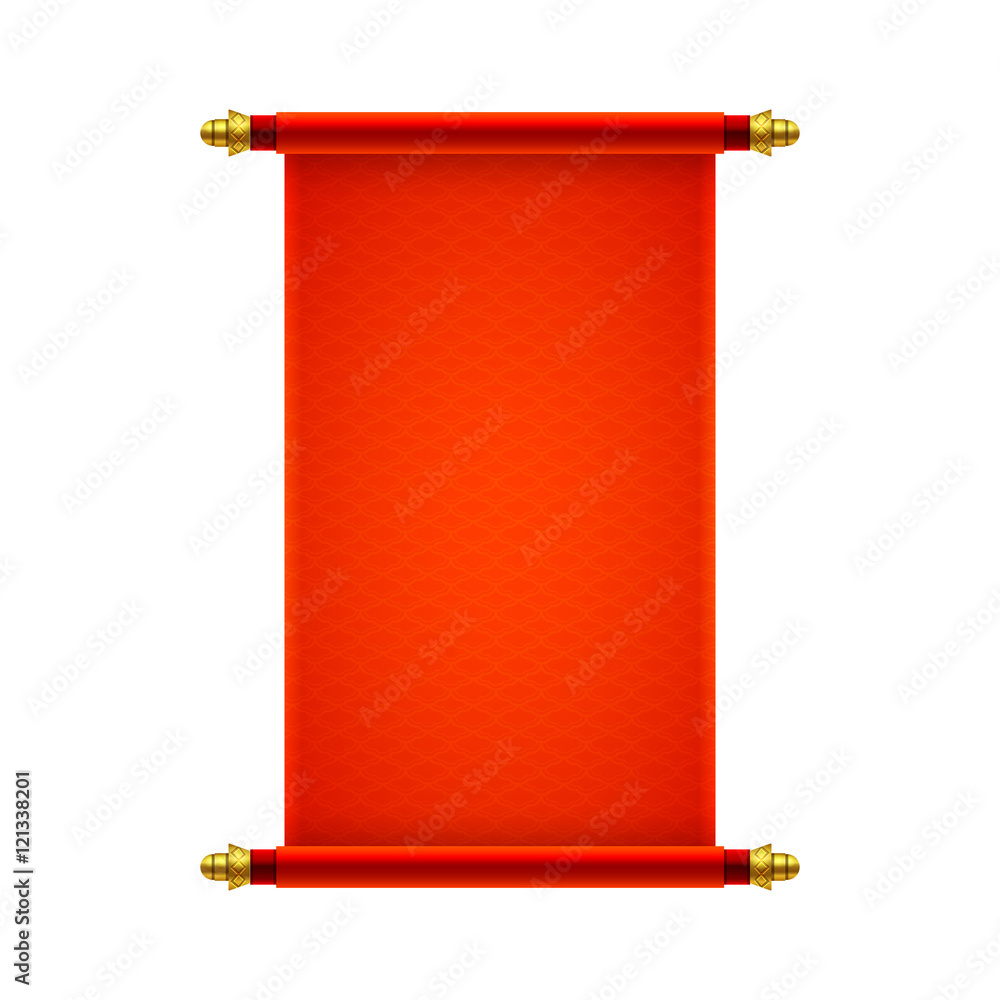 3d realistic chinese scroll illustration with place for your text ...