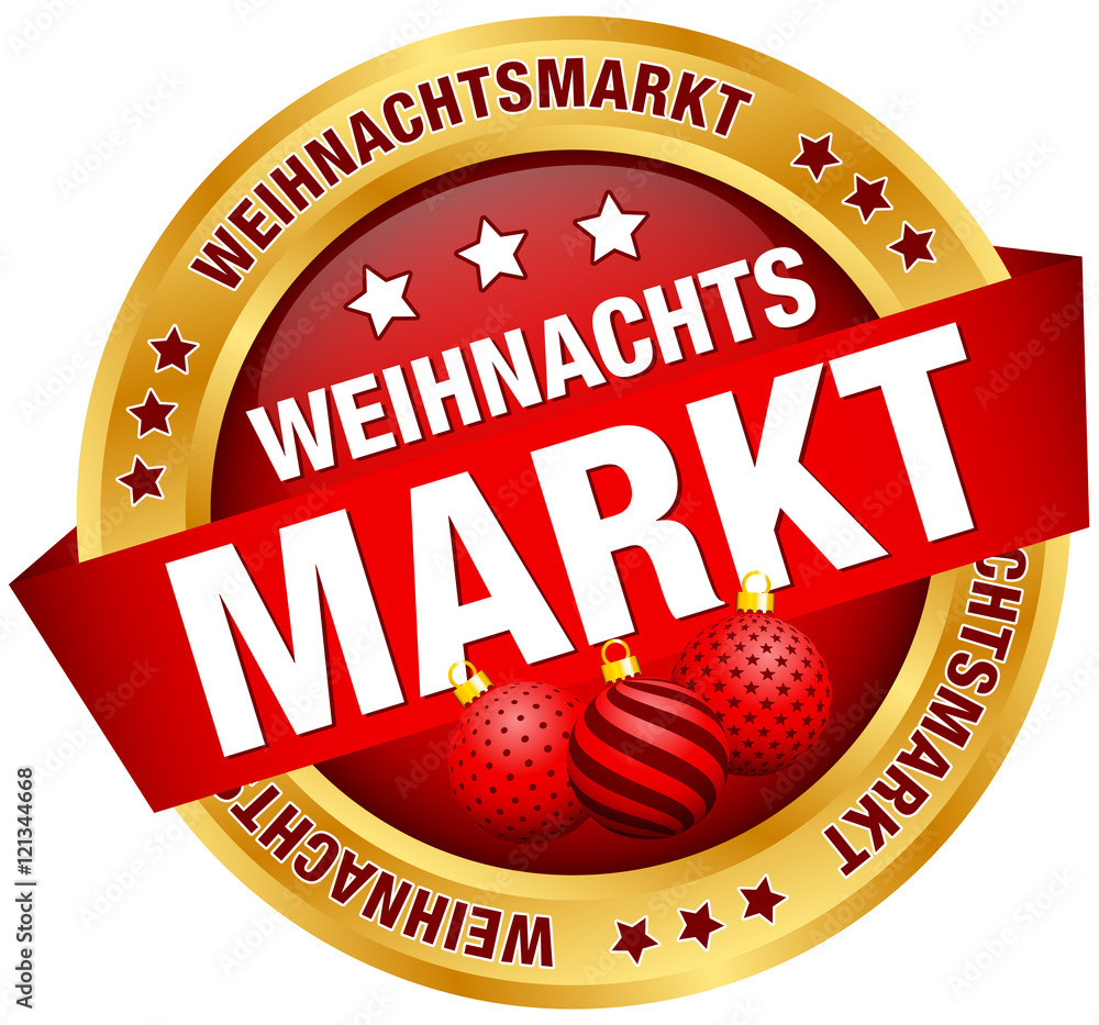 Button Banner "Weihnachtsmarkt" Kugeln rot/gold Stock-Vektorgrafik ...
