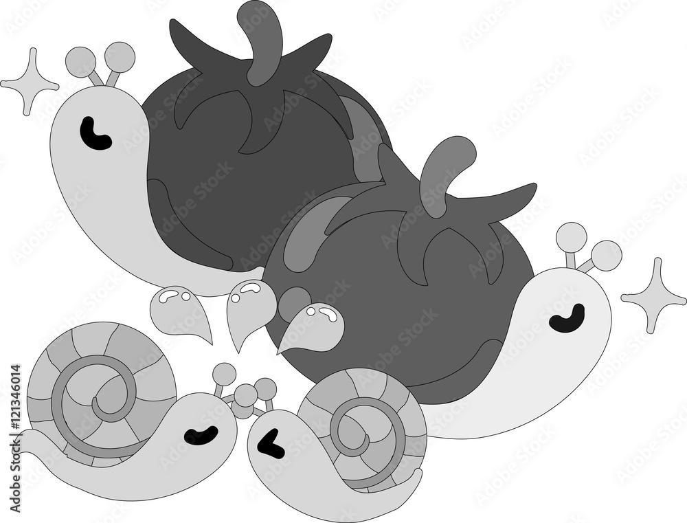 Pretty snails and tomatoes Stock-Vektorgrafik | Adobe Stock