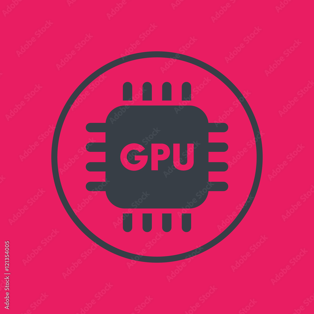GPU icon in circle, graphic chipset, vector illustration Stock Vector ...