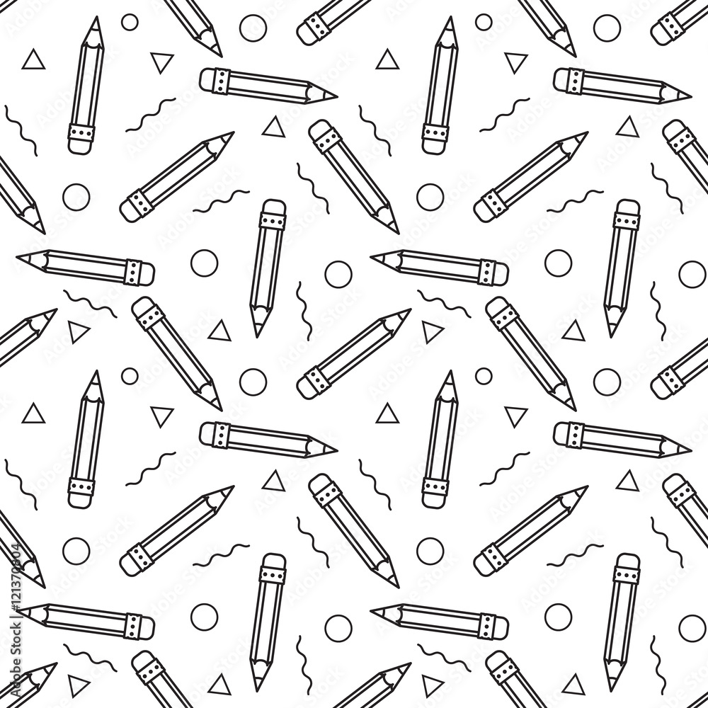 Pencil doodle Seamless vector pattern. Cartoon, Black and white ... Pencil doodle Seamless vector pattern. Cartoon, Black and white ...