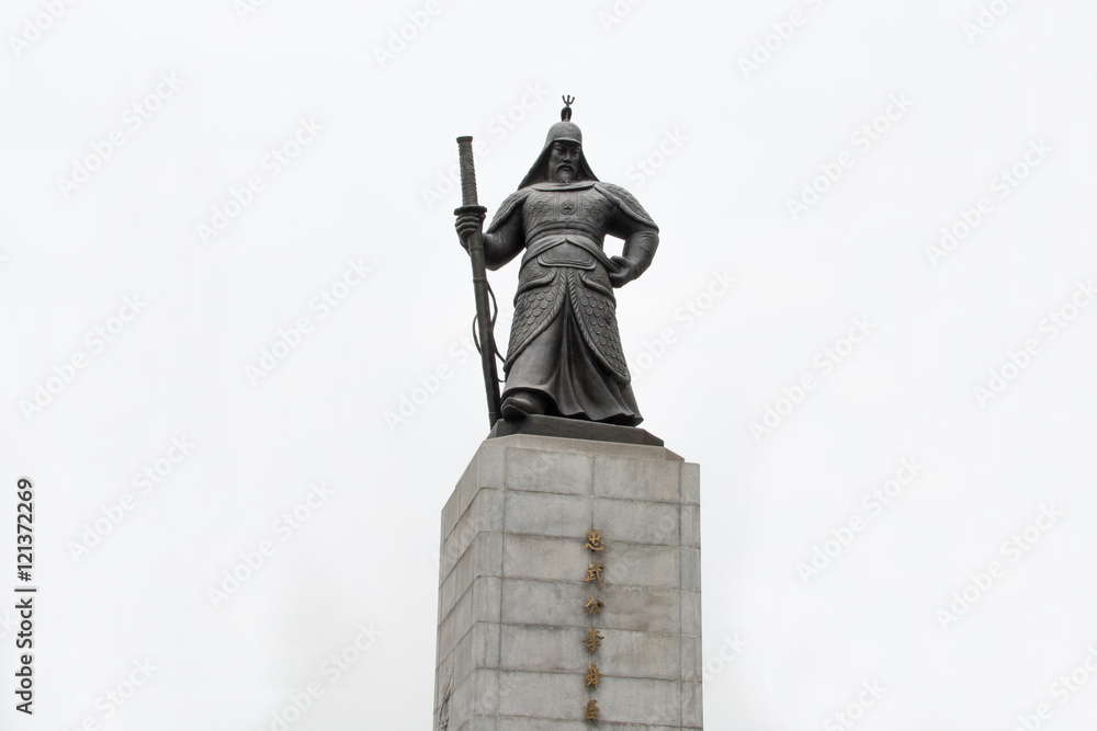 Statue of Yi Sun-sin in Seoul, he was a Korean naval commander, famed ...