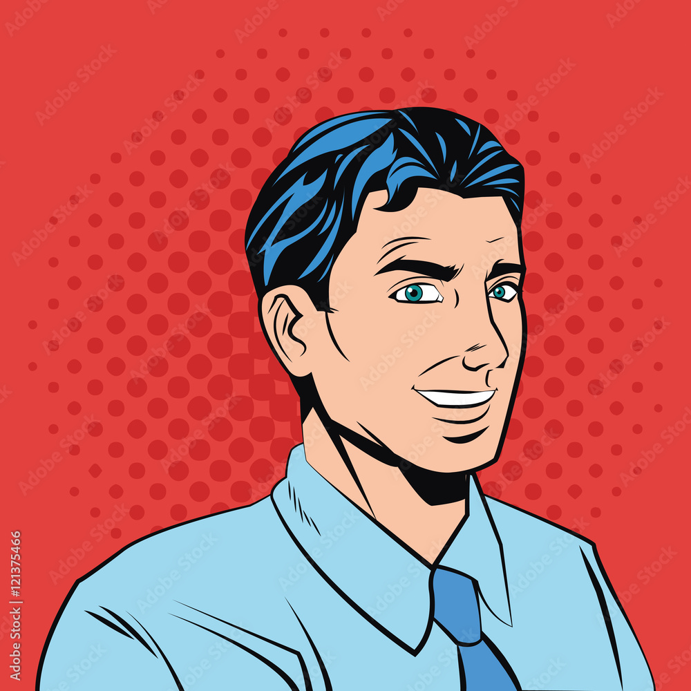 Man cartoon. Pop art comic and retro theme. Colorful design. Vector ...