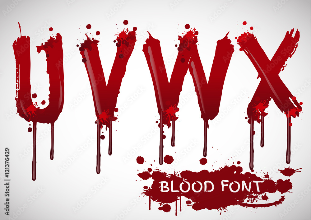 Vector blood alphabet is isolated on a white background,red spla Stock ...