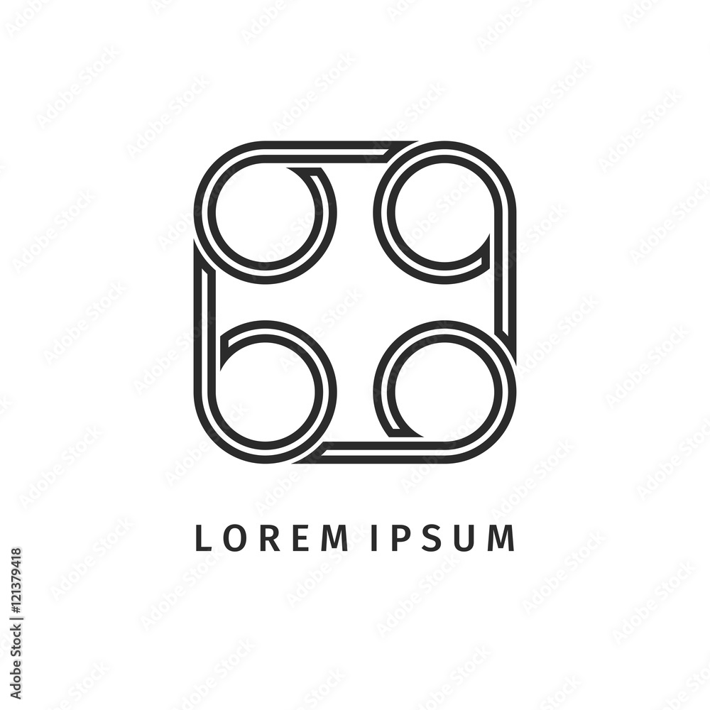 Abstract black square spiral logo outline design. Icon design shape ...