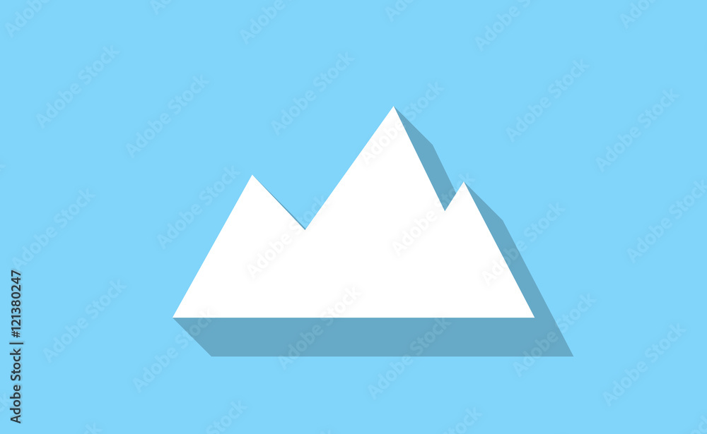 Vector mountain icon with long shadow on flat background Stock Vector ...