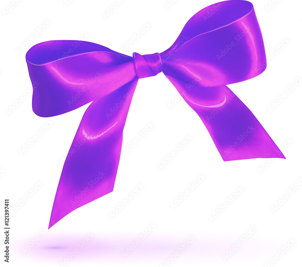 Purple vector glossy silk bow isolated on white Stock Vector | Adobe Stock
