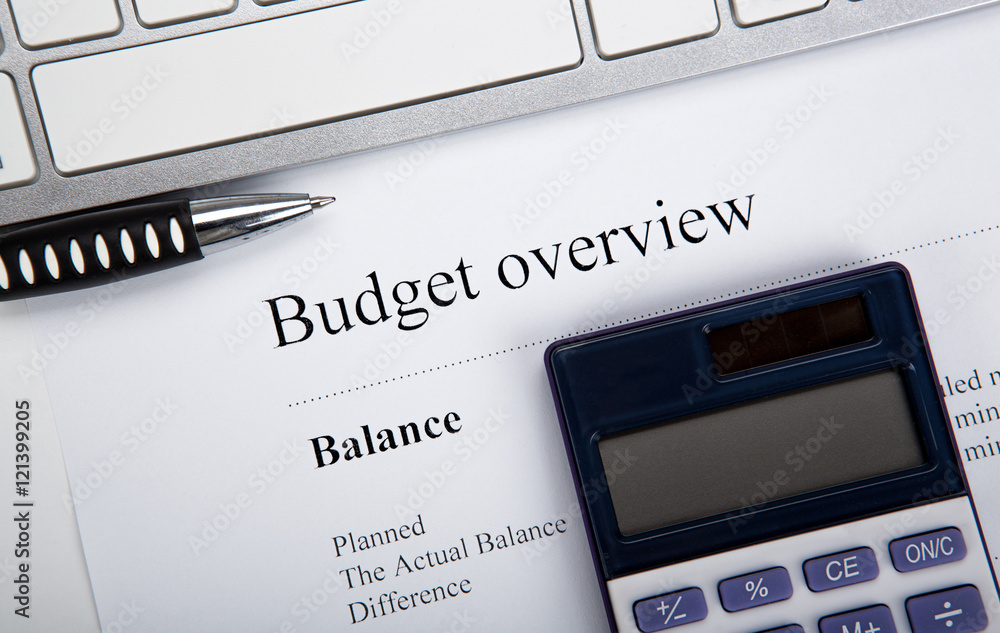 document with title budget overview on the desktop Stock Photo | Adobe ...