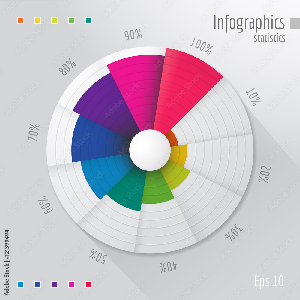 Colorful Trendy Pie Chart Infographics. Stock Vector | Adobe Stock