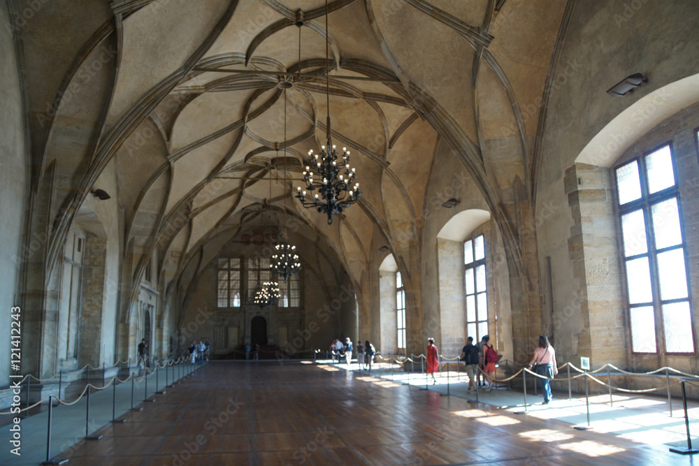 Grand ballroom of Royal Palace with groined ceiling Stock Photo | Adobe ...