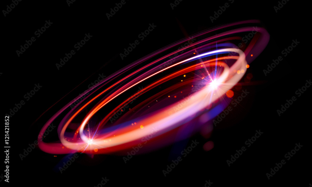 Glow swirl light effect. Circular lens flare. Abstract rotational lines ...