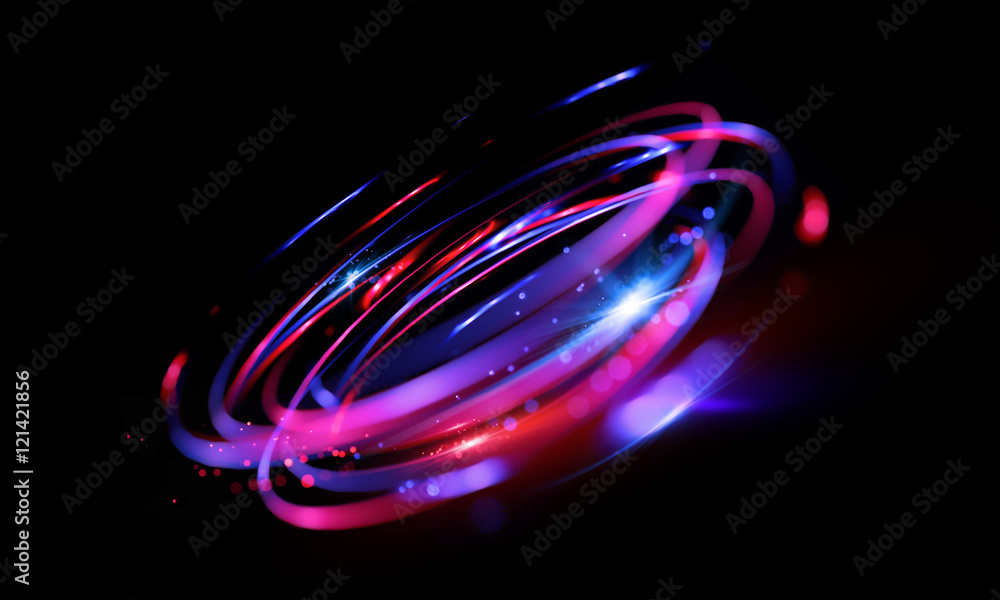 Glow swirl light effect. Circular lens flare. Abstract rotational lines ...