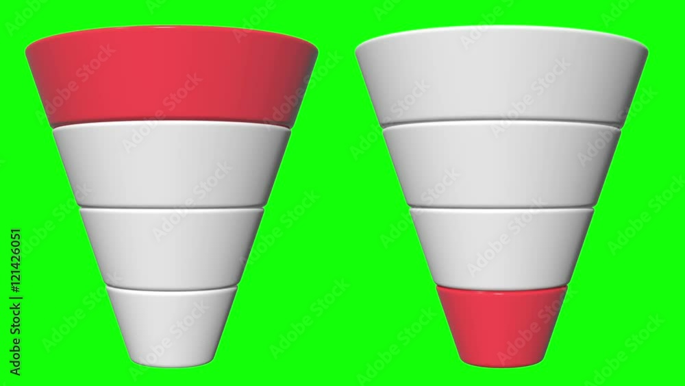 3d Marketing Funnel Sales Diagrams isolated on green background ...