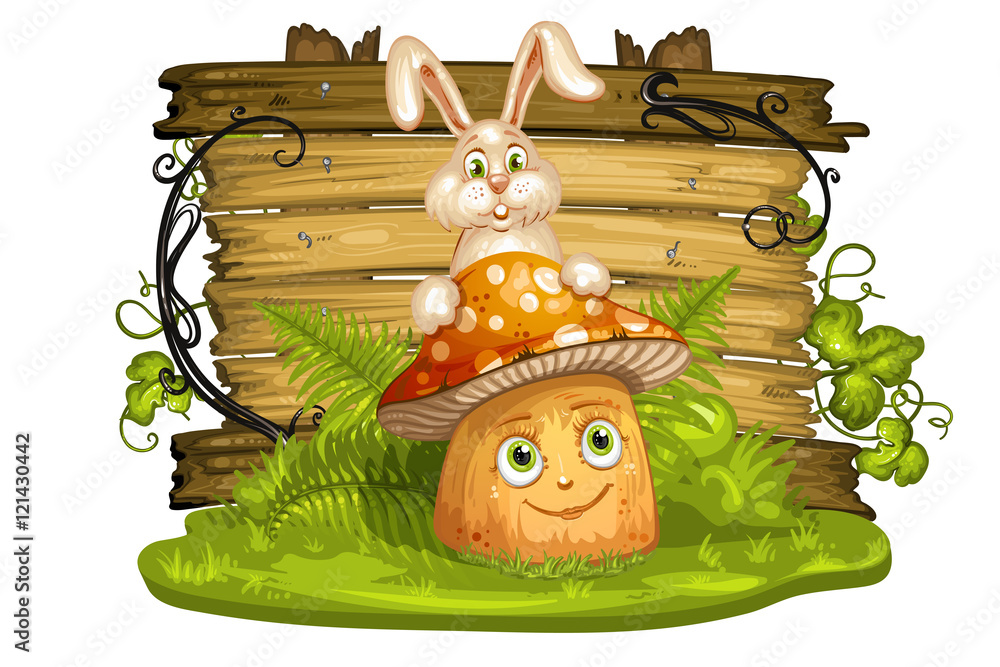 Cartoon mushroom and rabbit Stock Vector | Adobe Stock