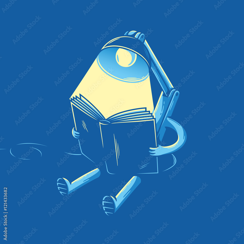Midnight reading Stock Illustration | Adobe Stock