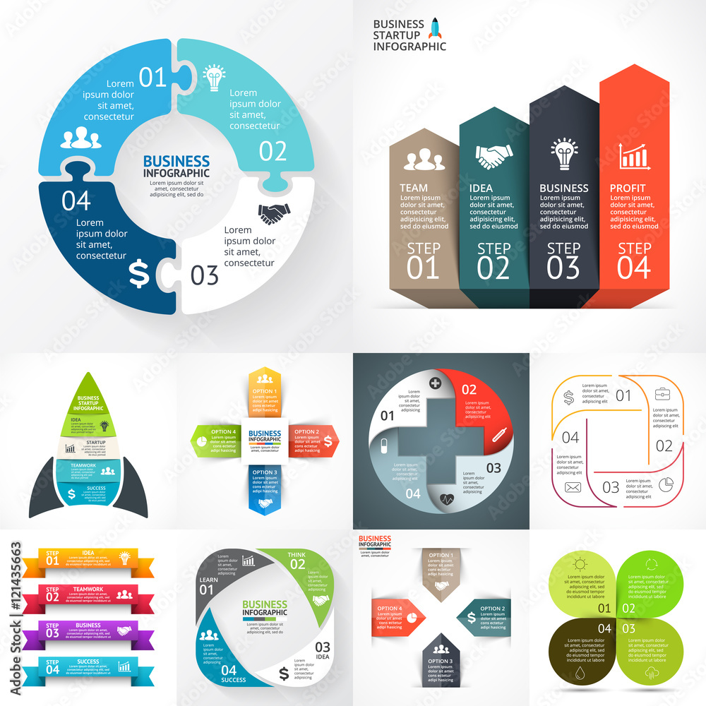Vector circle infographic set. Business diagrams, arrows graphs ...