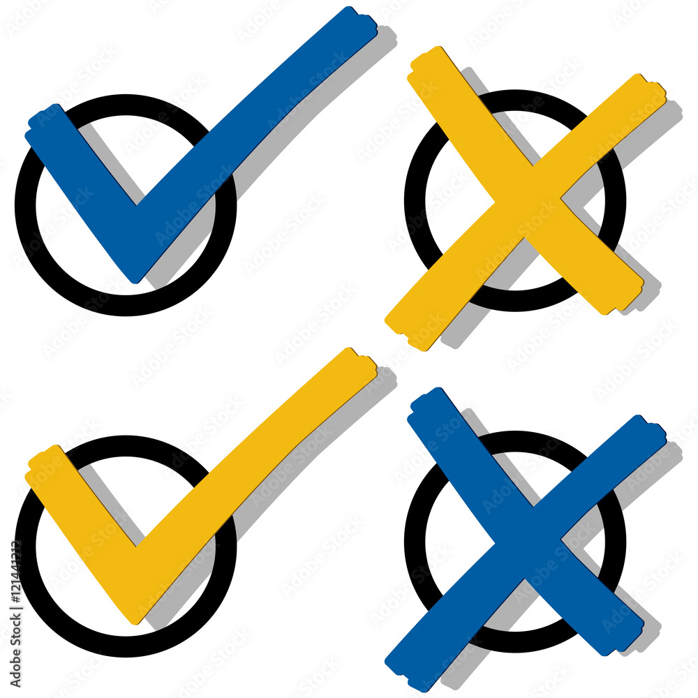 blue and yellow check mark and cross Stock Vector | Adobe Stock