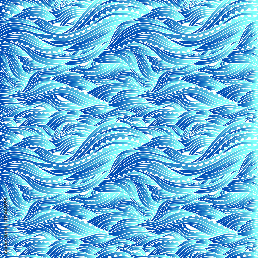 Blue Sea Wave Pattern Abstract Water Background Blue Gradient Wallpaper Eps 10 Stock Vector