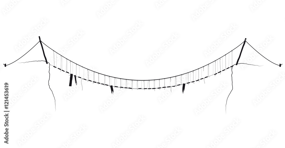 vector simple rope suspension hanging bridge black symbol. Black ...