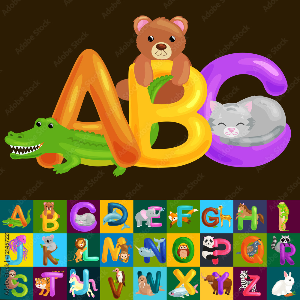 Abc animal letters for school or kindergarten children alphabet ...