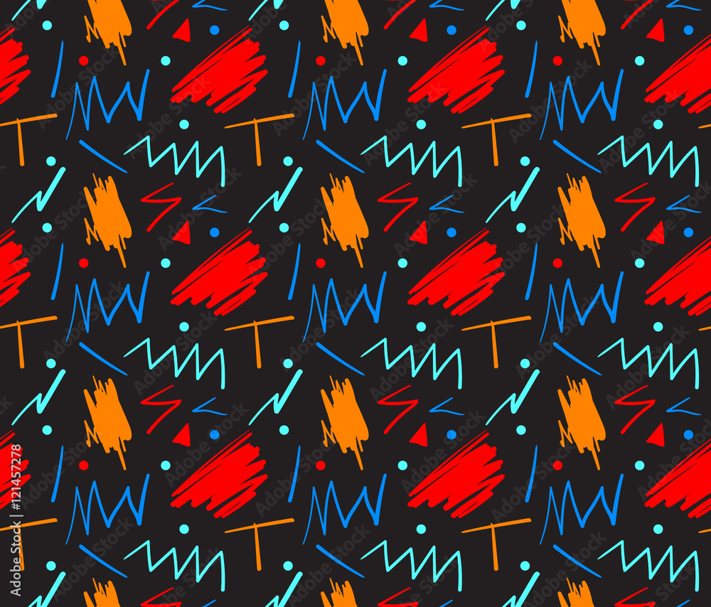 Seamless hand drawn pattern in fun retro style. Vector illustration ...