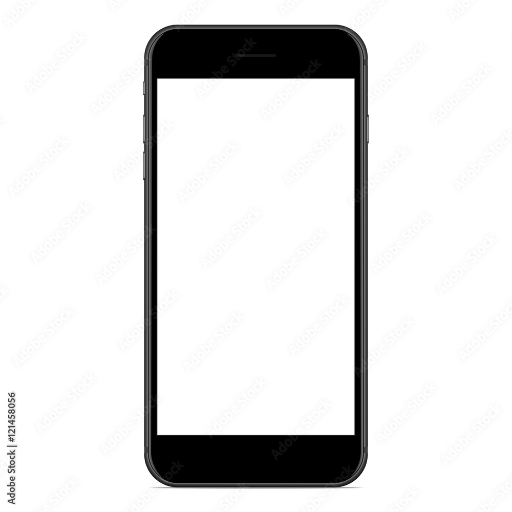 vector drawing mockup phone matte black color on white background Stock ...