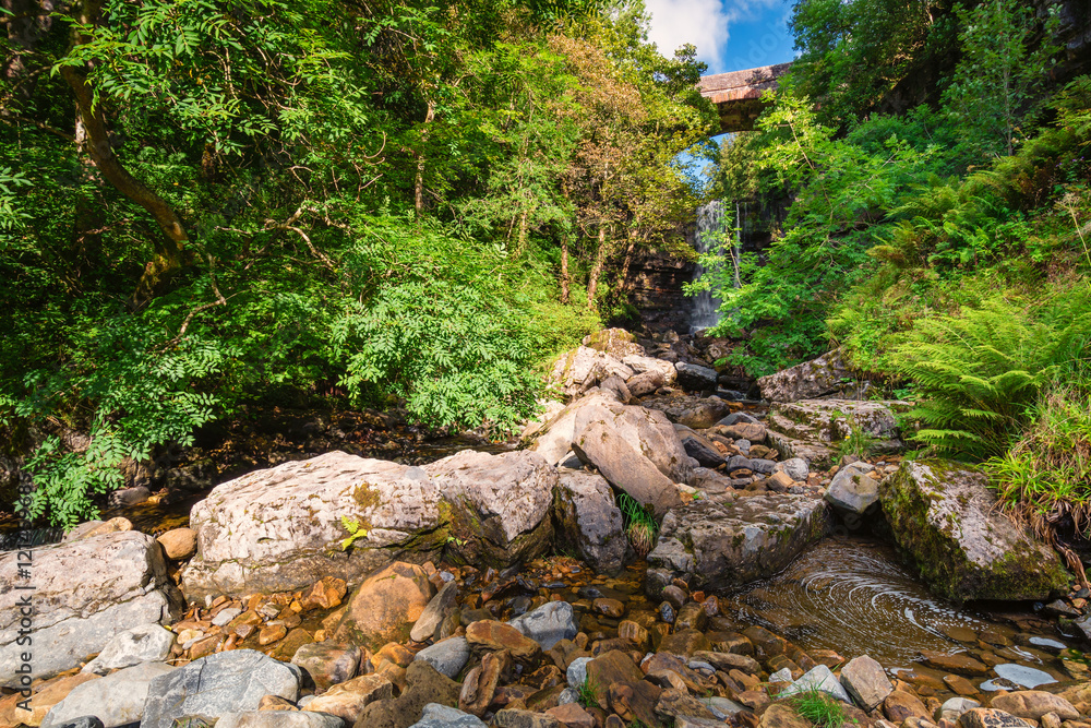Downstream of Ashgill Force, where the Ash Gill flows over this ...