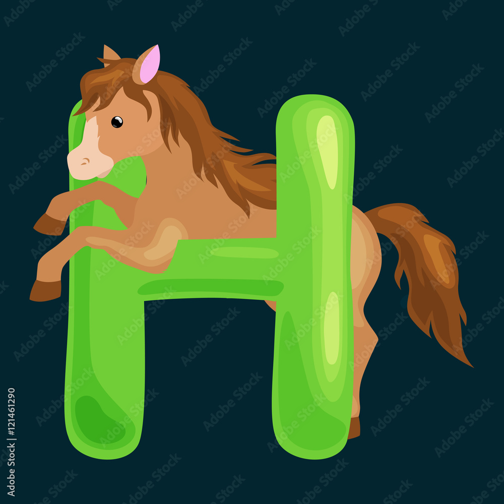 letter with horse animal for kids abc education in preschool. Stock ...