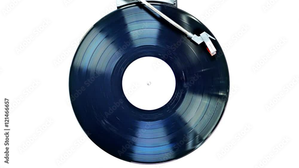 An old record spinning on a turntable isolated on white. UHD - 4K Stock ...
