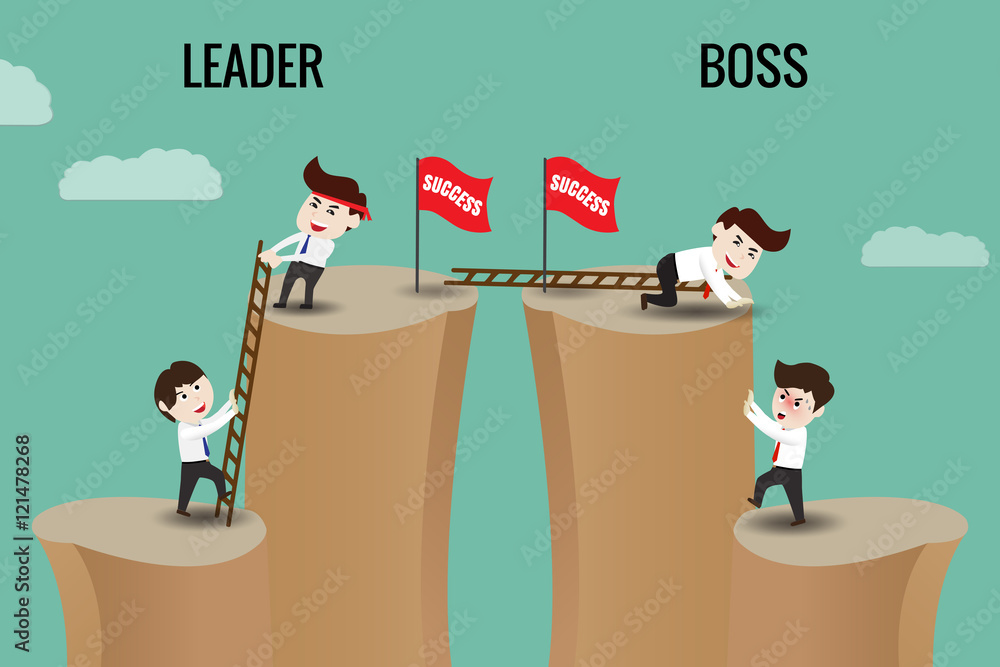 The difference between leader and boss, template Stock Vector | Adobe Stock