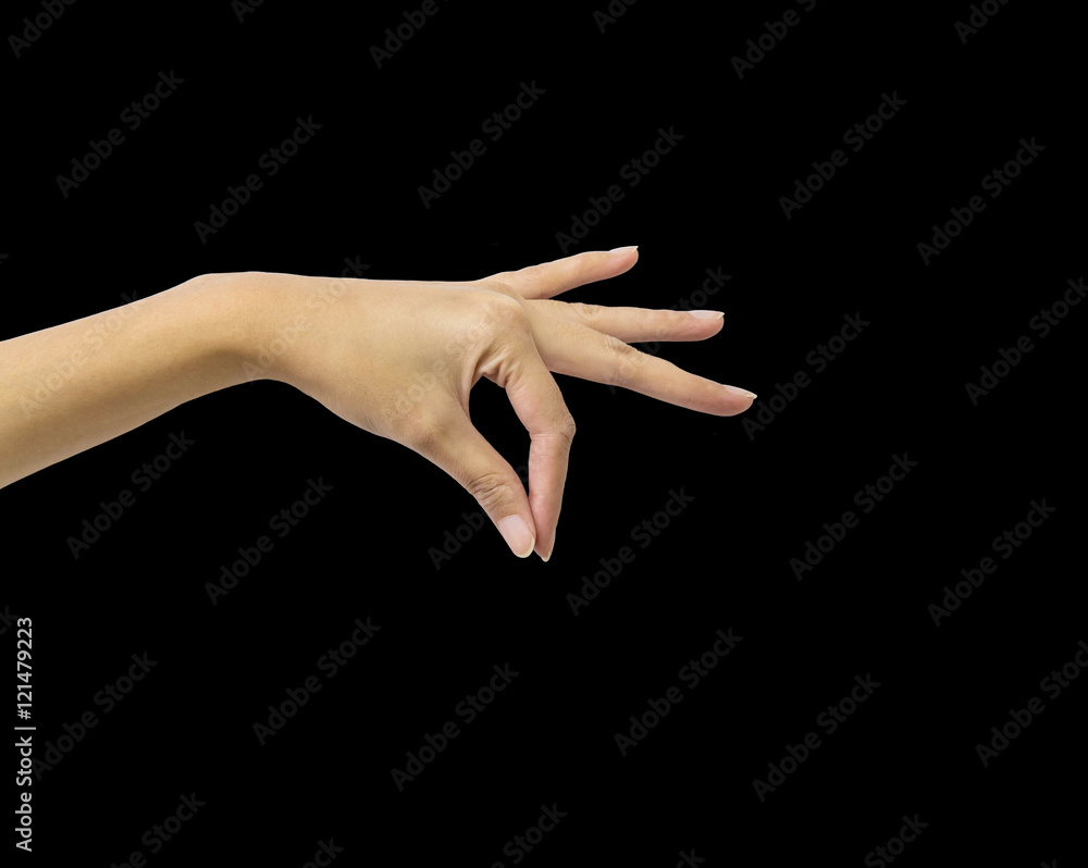 Closeup action of woman hand catching and hold something in hand ...