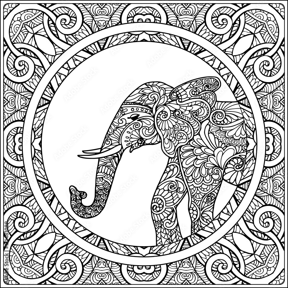 Elephant Mandala Coloring Pages Easy