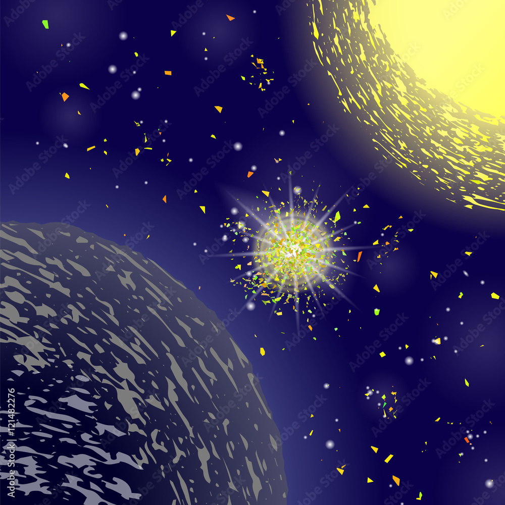 Big Flash Explosion on Blue Space Background. Birth of a New Star Stock ...