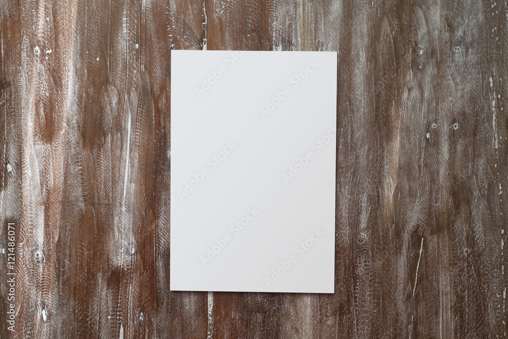Closeup Blank White Paper Sheet Mockup Natural Wood Table Background ...