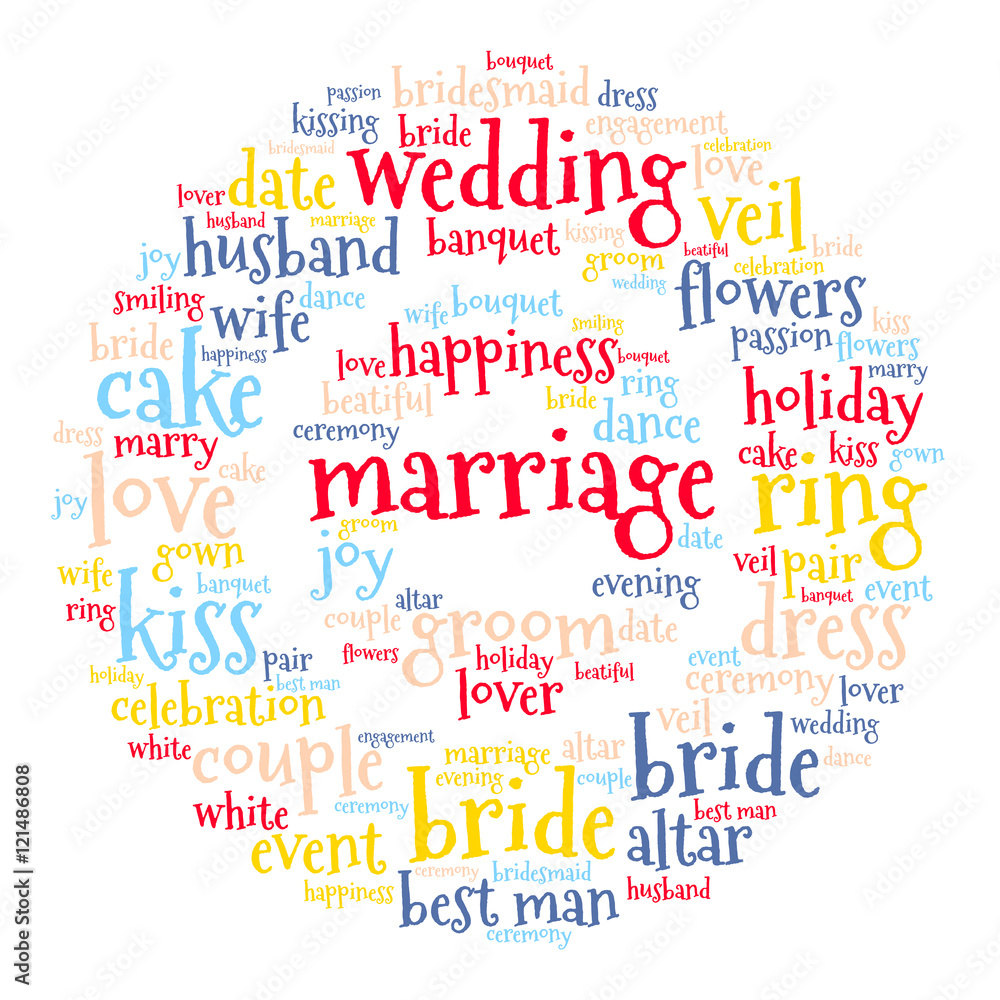 Marriage word cloud in circle shape. Vector illustration. Stock Vector ...