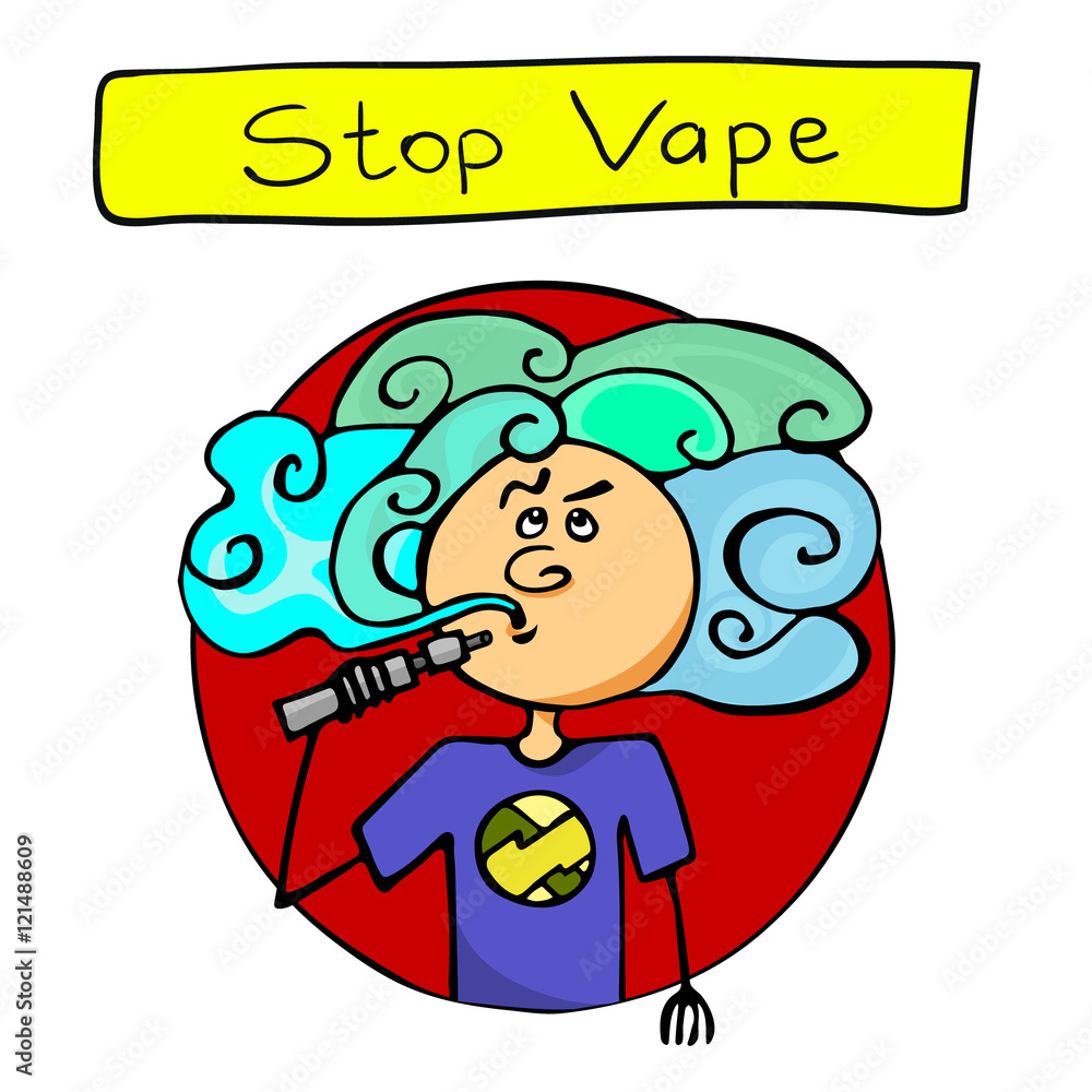 Hand drawn sign "Stop Vape". Vaper. Colored vector illustration Stock ...