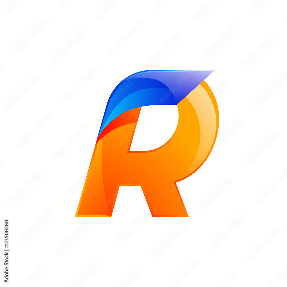 R letter blue and Orange logo design Fast speed design template ...