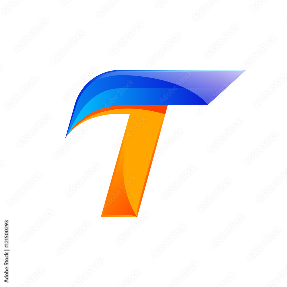 T letter blue and Orange logo design Fast speed design template ...