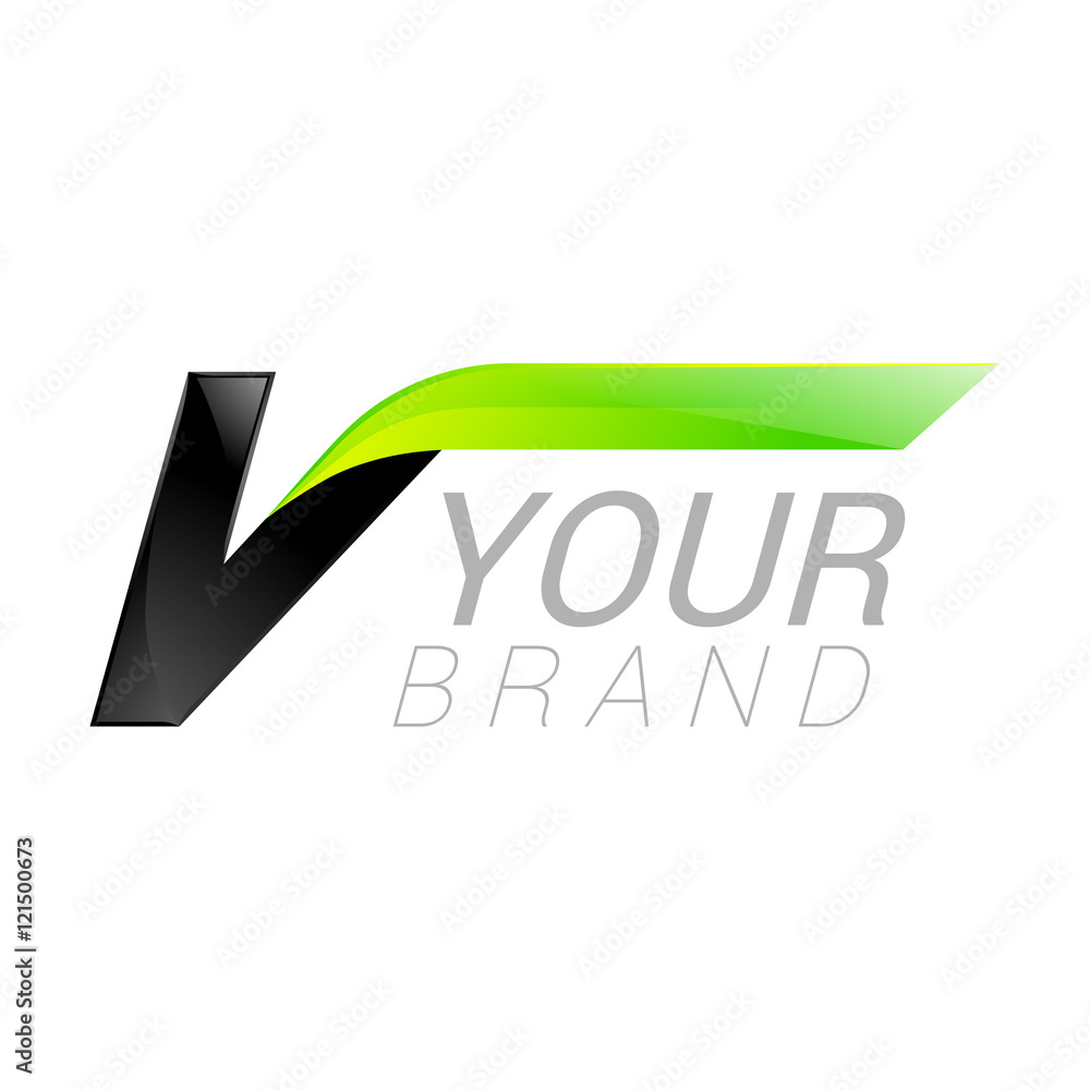 V letter black and green logo design Fast speed design template ...