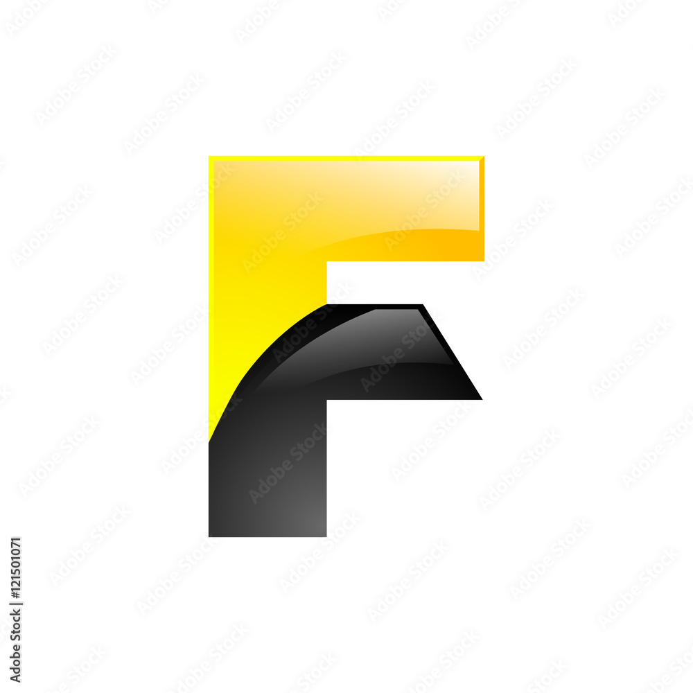 Creative yellow and black symbol letter F for your application or ...