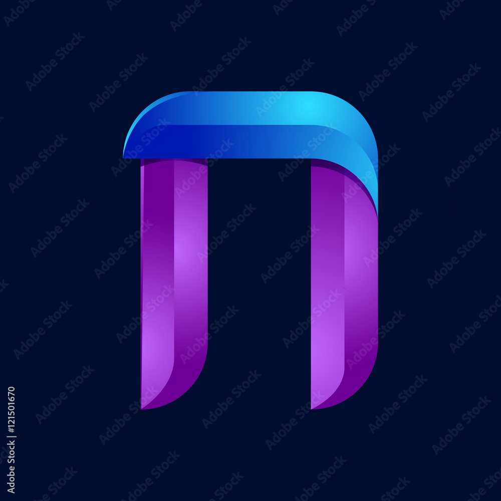 N letter volume blue and purple color logo design template elements ...